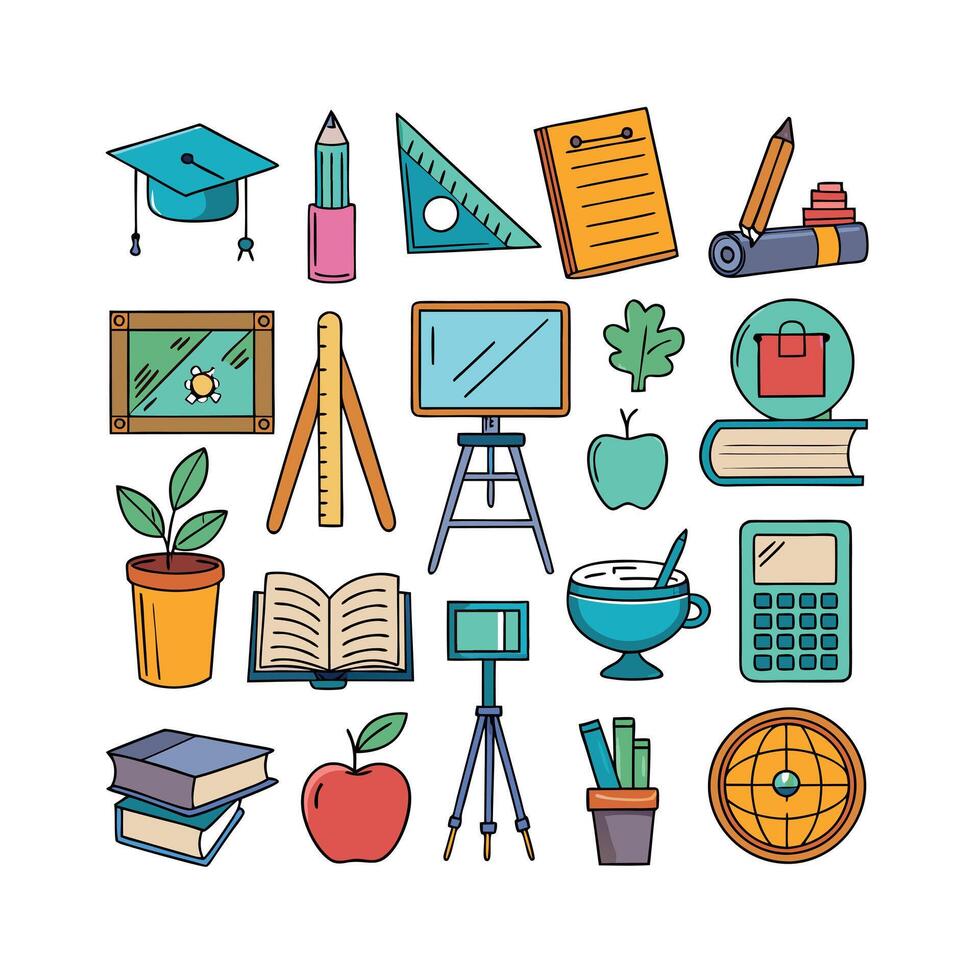 Realistic education and learning icons set 47676043 Vector Art at Vecteezy