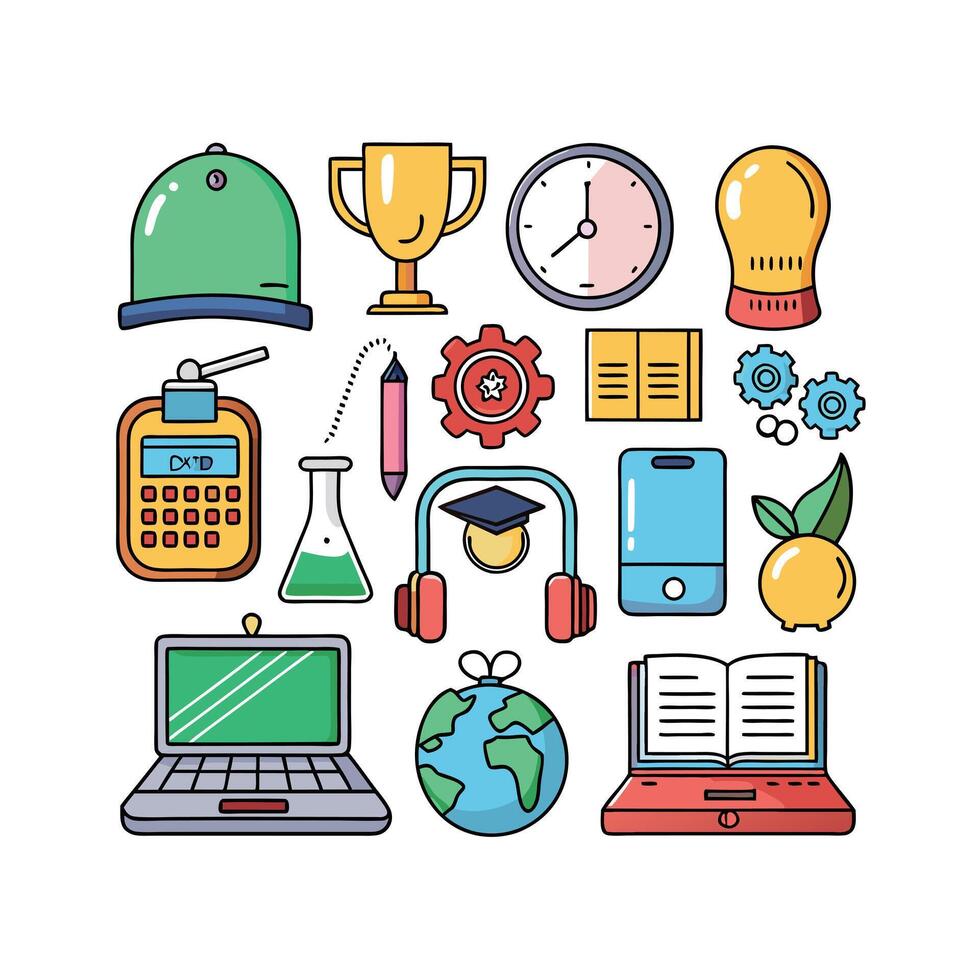 Realistic education and learning icons set 47677053 Vector Art at Vecteezy