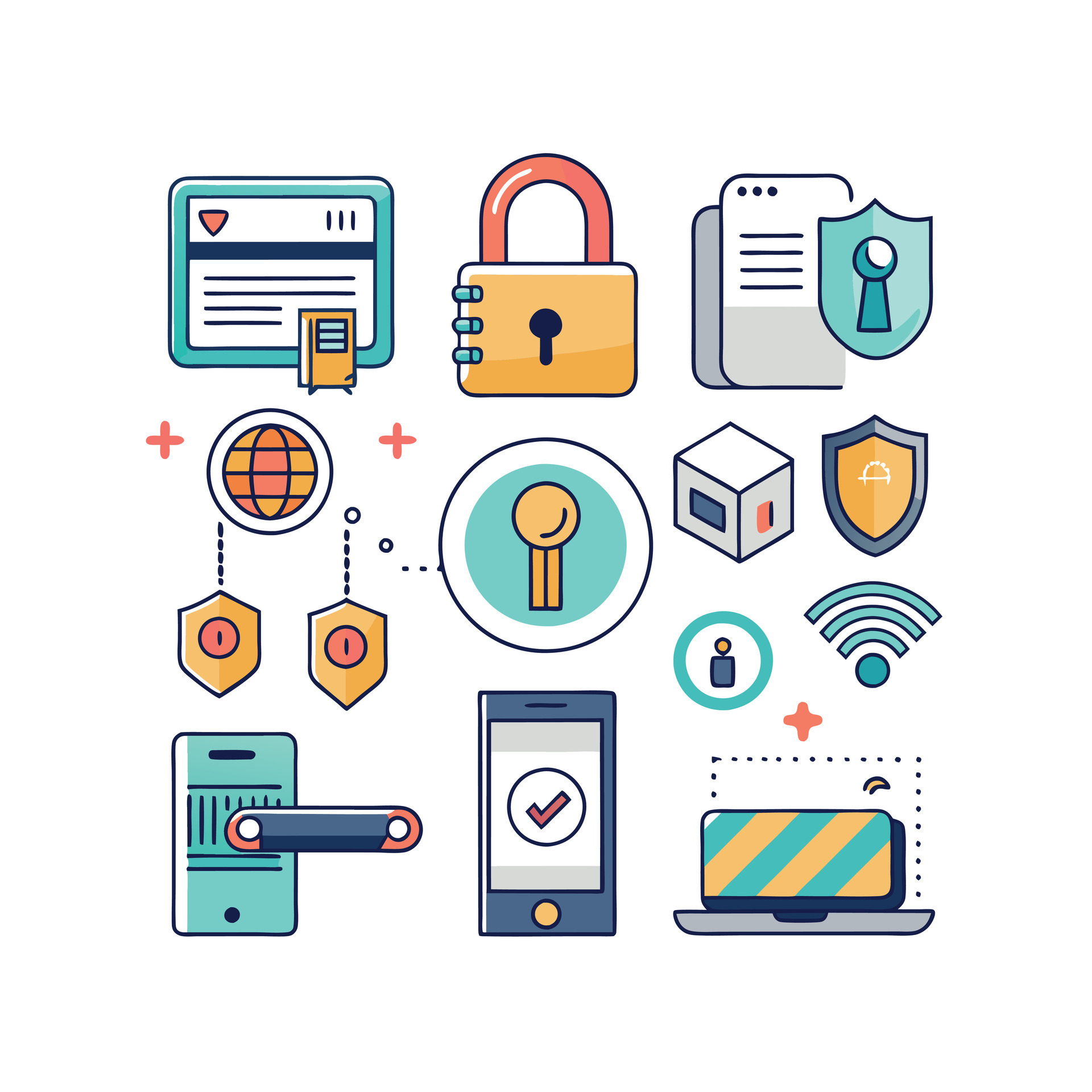 Realistic Security and Protection Different Icons Set 47683933 Vector ...