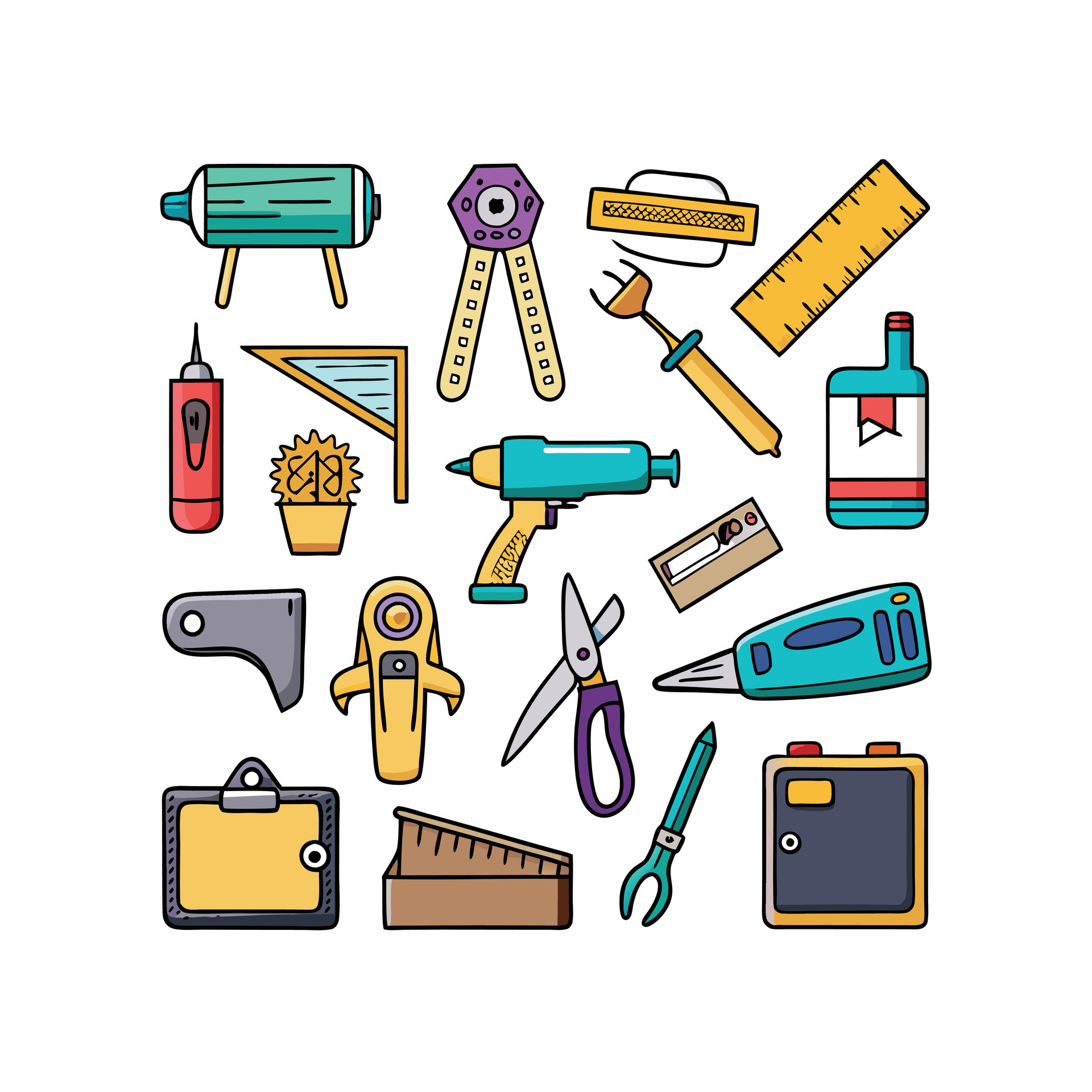 Realistic Art and Craft Different Icons Set 47686895 Vector Art at Vecteezy