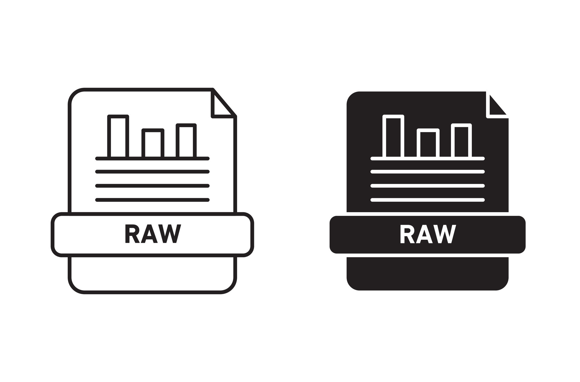 Raw Data Icon Set In Thin Line Outline Style Raw Data Linear Sign