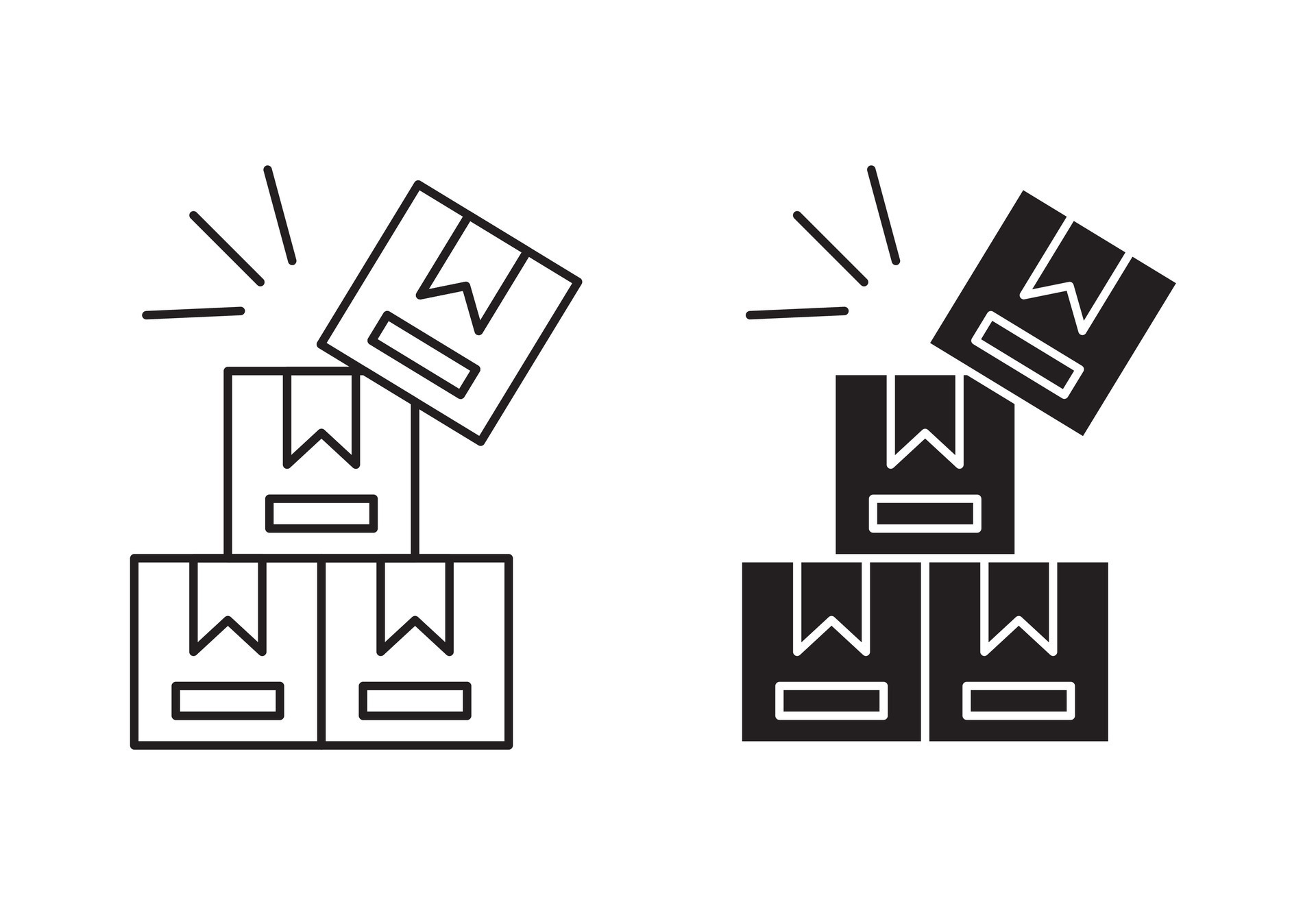 Overflow Shipment Outline Icon Collection Or Set Overflow Shipment