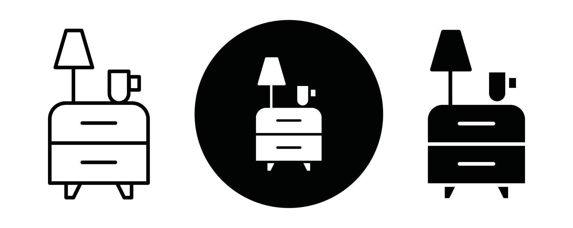 Bedside Table Outline Icon Collection Or Set Bedside Table Thin Line