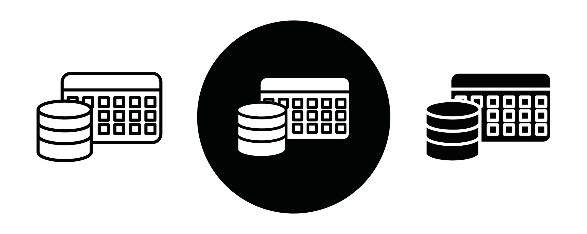 Data Table Outline Icon Collection Or Set Data Table Thin Line Art