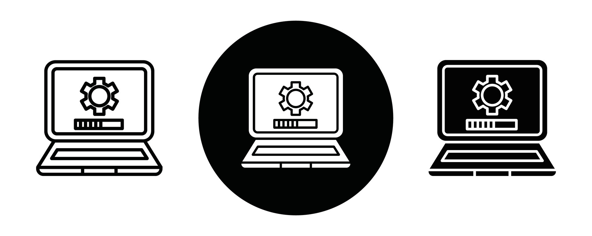 Computer System Update Outline Icon Collection Or Set Computer System