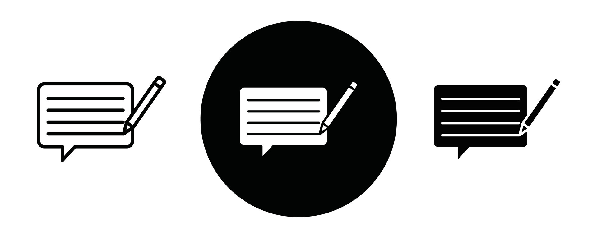 Message Writing Outline Icon Collection Or Set Message Writing Thin