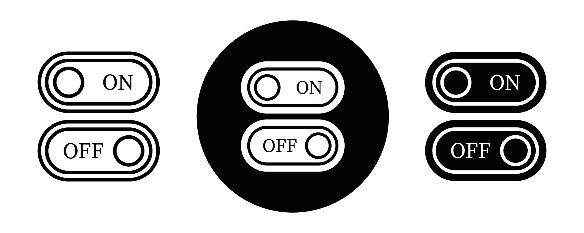 On off switch button slider toggle outline icon collection or set. On off slider toggle Thin ...