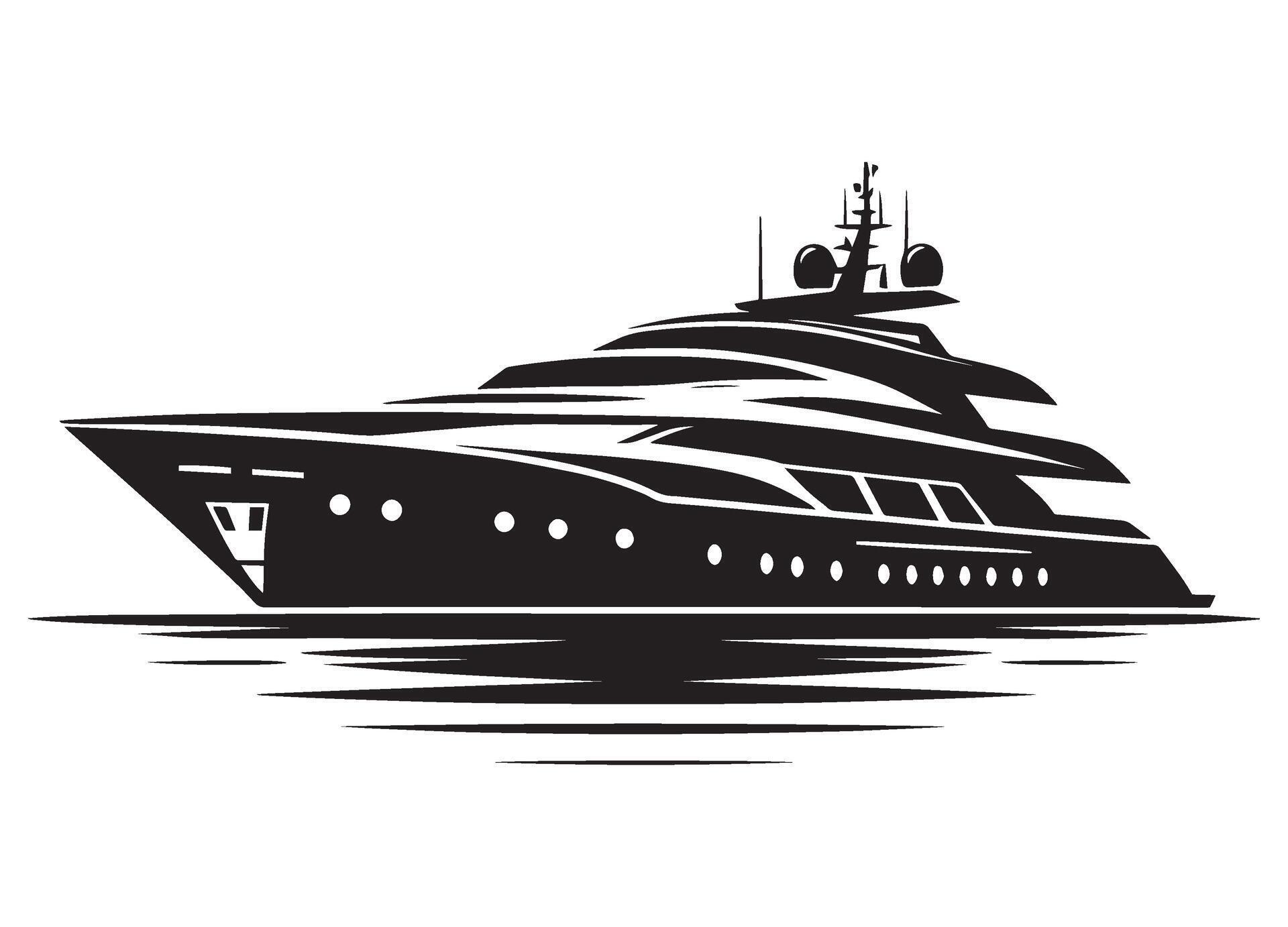 Modern luxury yacht ship silhouette illustration isolated on a white background 47725296 Vector ...