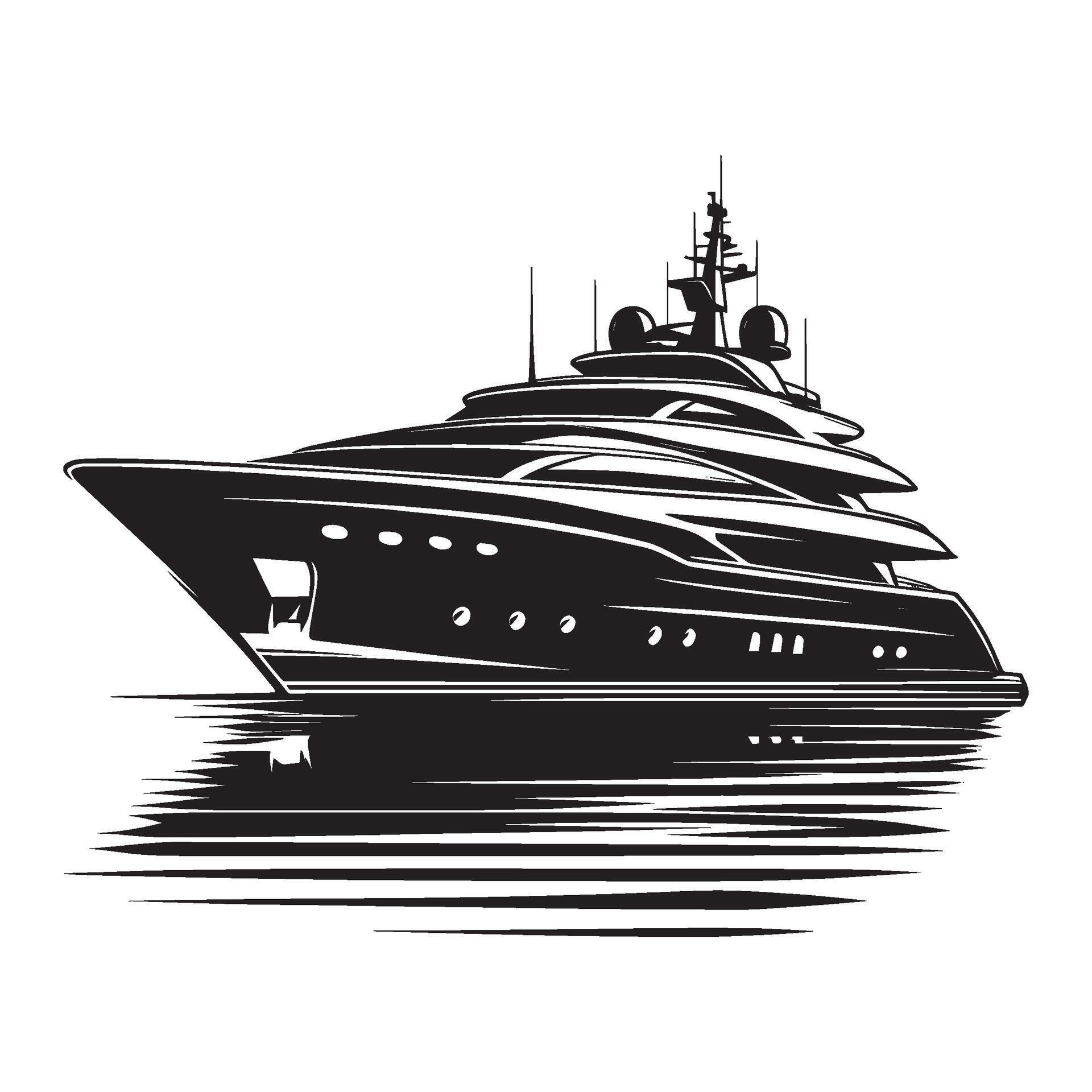 Modern luxury yacht ship silhouette illustration isolated on a white background 47725316 Vector ...