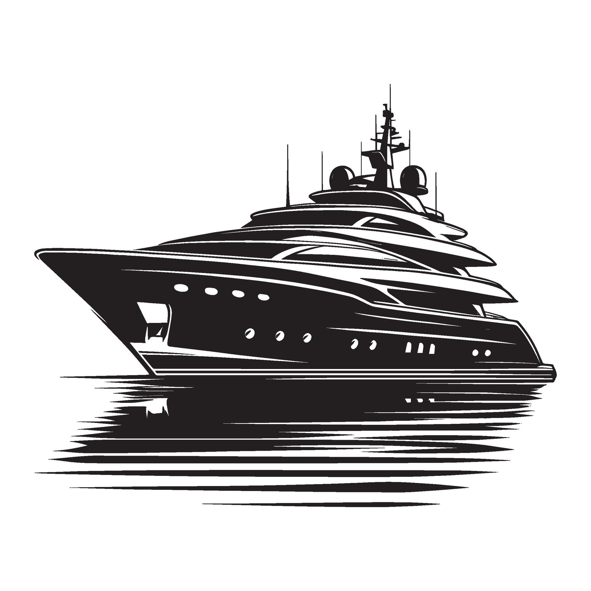 Modern luxury yacht ship silhouette illustration isolated on a white background 47725316 Vector ...