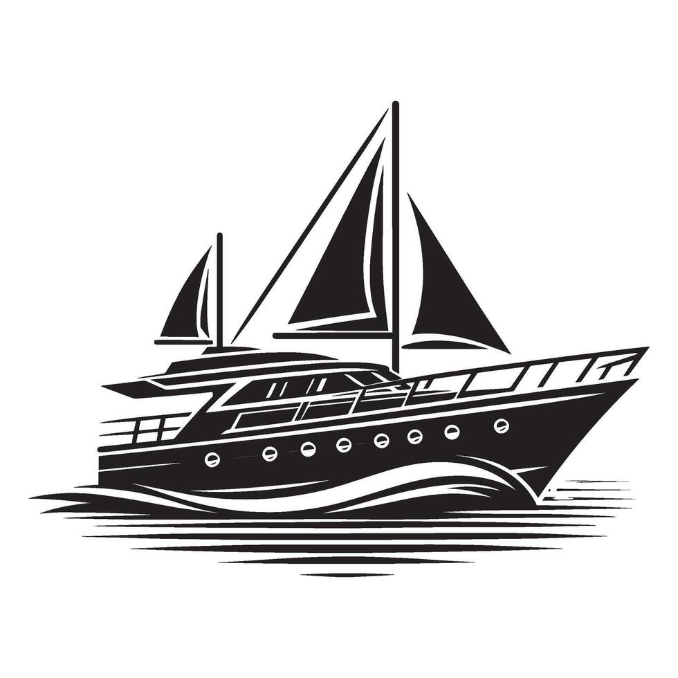 Modern luxury yacht ship silhouette illustration isolated on a white background 47725320 Vector ...