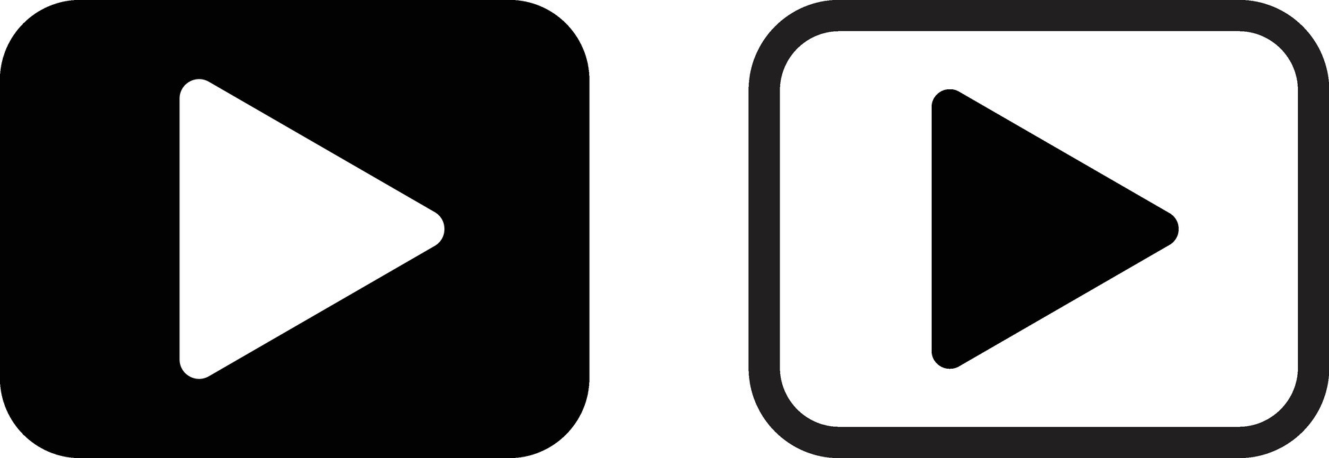 Rectangular play button icon set in two styles . player button icon ...