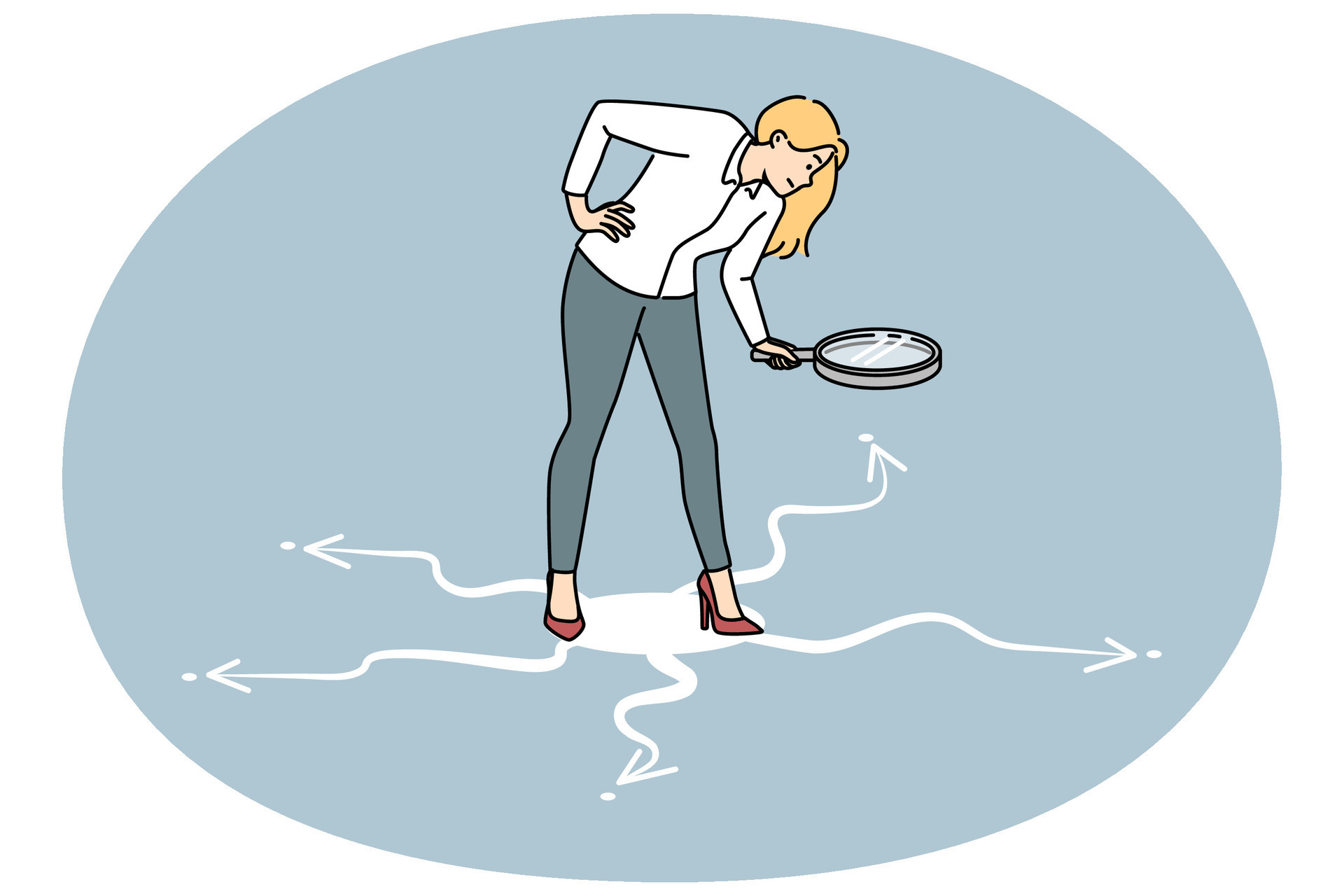 Businesswoman with magnifier look for correct way 47735275 Vector Art ... Businesswoman with magnifier look for correct way 47735275 Vector Art ...
