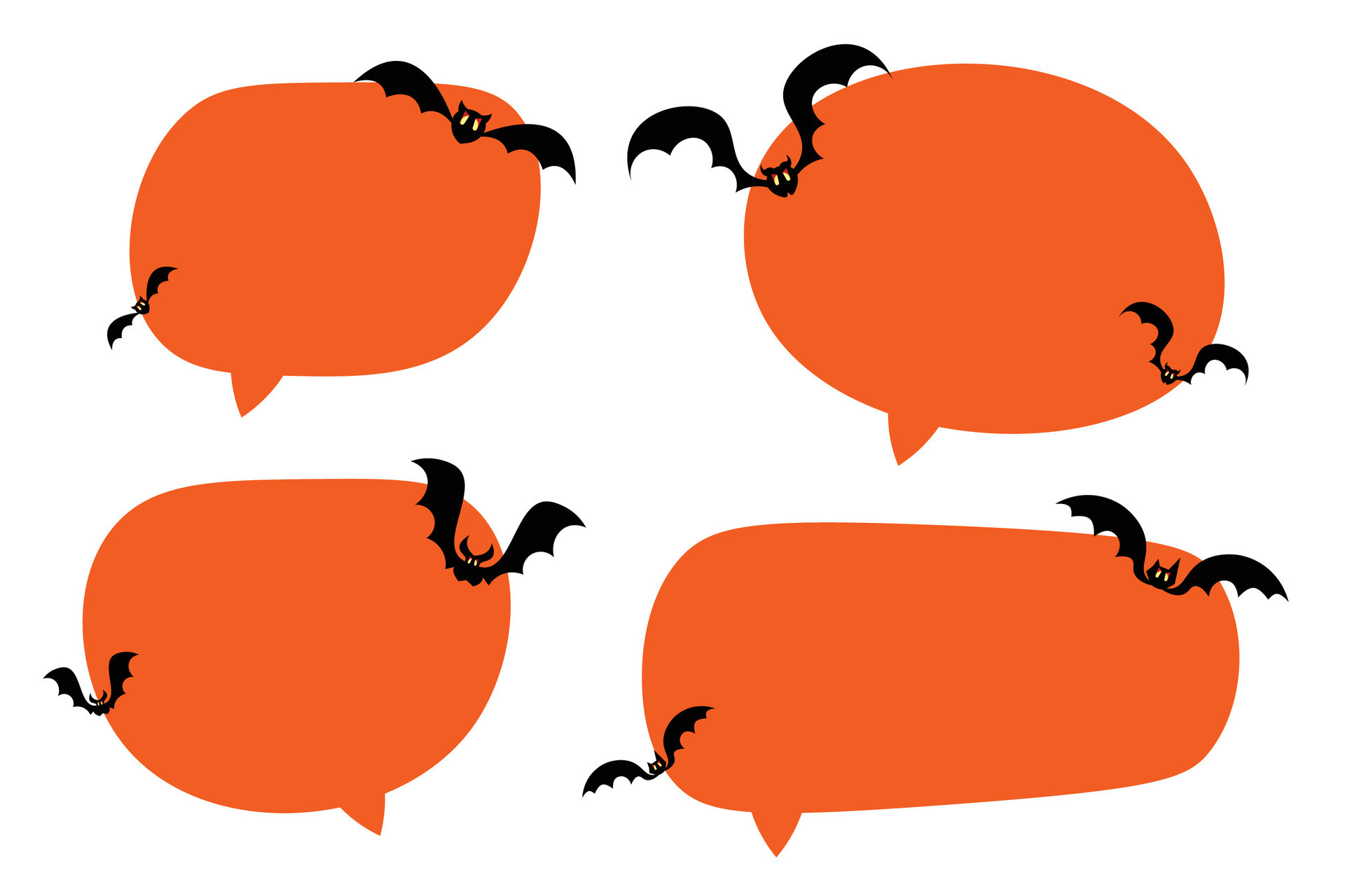 Set halloween speech bubbles on white background. with bats square and ...