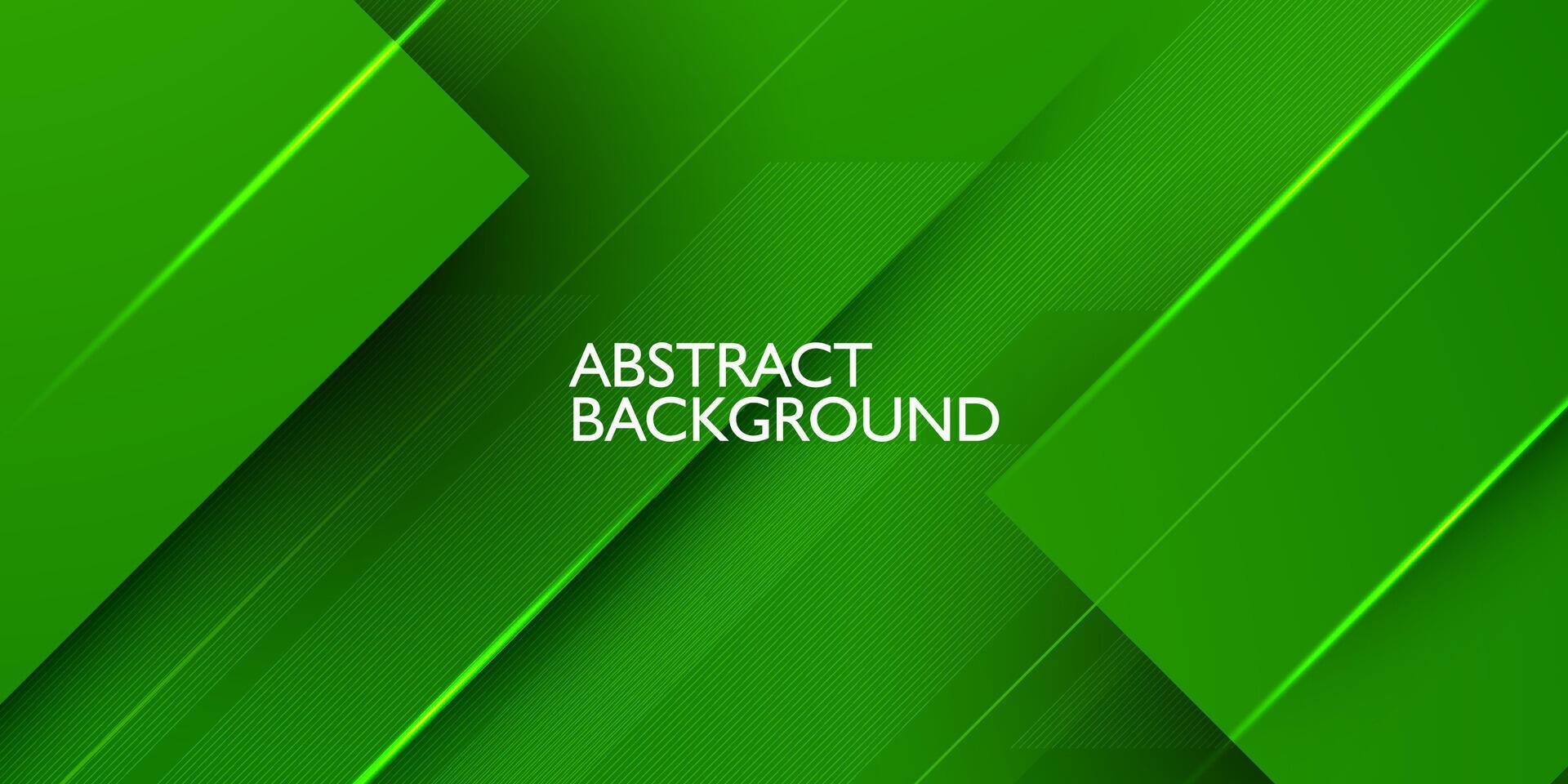 Abstract green futuristic background. Overlap shapes with overlay line and lights. Dark green ...