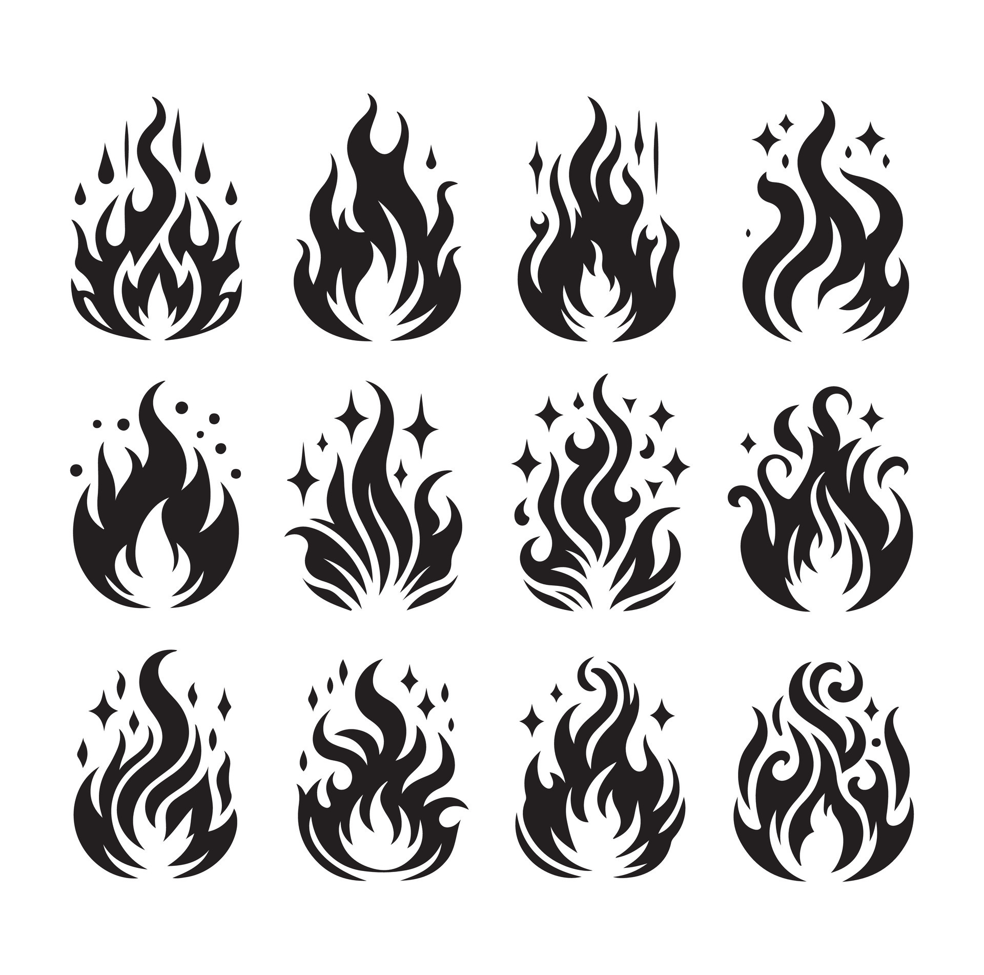 Fire flame silhouette icon set silhouette collection 47746648 Vector ... Fire flame silhouette icon set silhouette collection 47746648 Vector ...