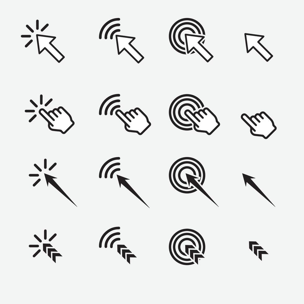 Click icon set. pointer arrow icon. cursor icon with black color ... Click icon set. pointer arrow icon. cursor icon with black color ...