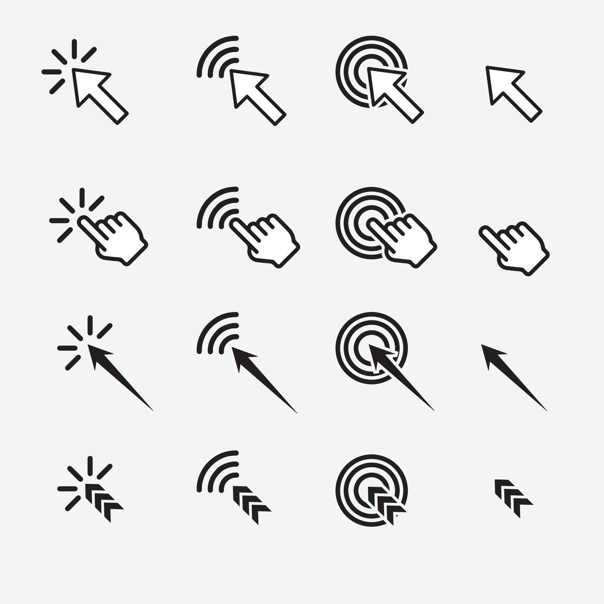 Click icon set. pointer arrow icon. cursor icon with black color ... Click icon set. pointer arrow icon. cursor icon with black color ...