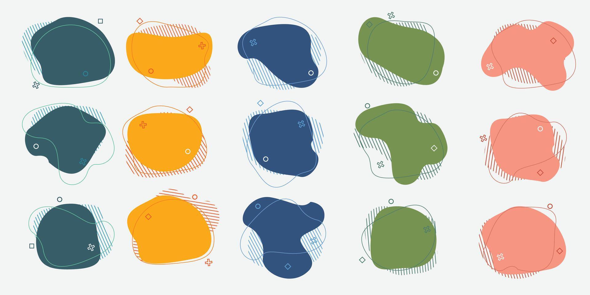 abstract yellow red blue pastel blob fluid hand drawn illustration on ...