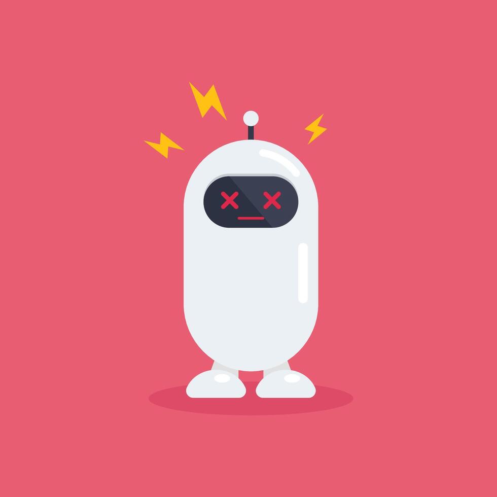 choque roto error mini robot con Chispa - chispear 47749269 Vector en ...