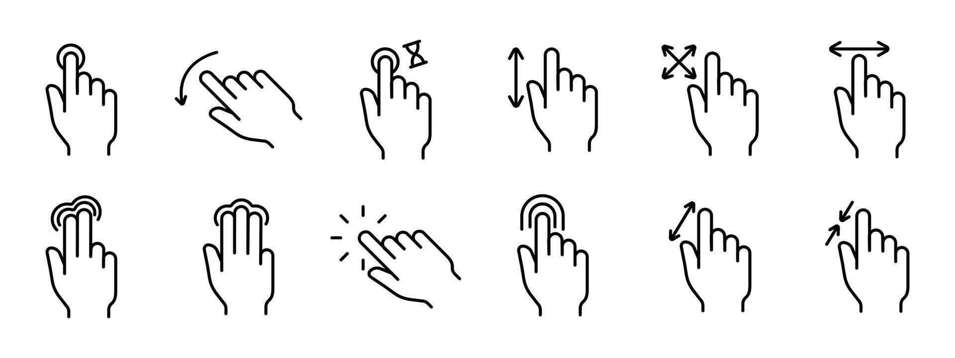 Touch pad icon. Index finger, doubleclick, decrease, increase, turn, rotation, approximation ...