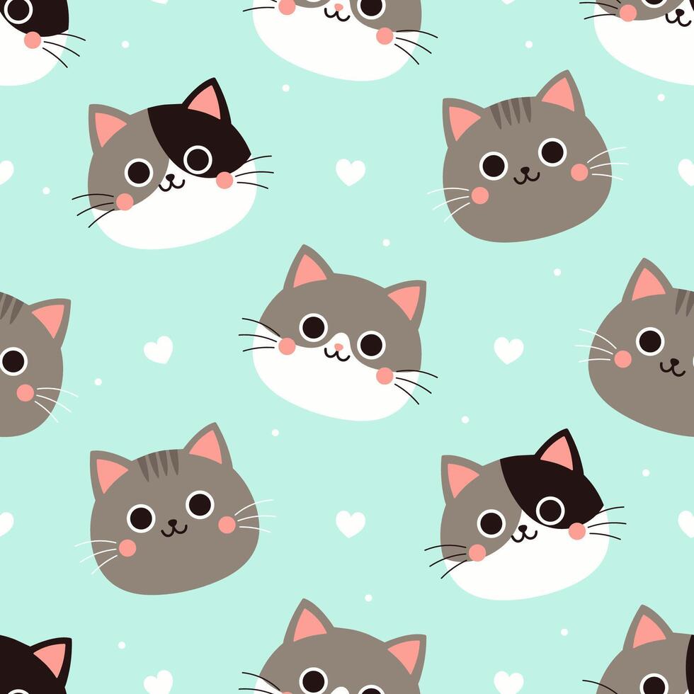 Seamless simple pattern with cute cat faces. graphics. 47749780 Vector ...