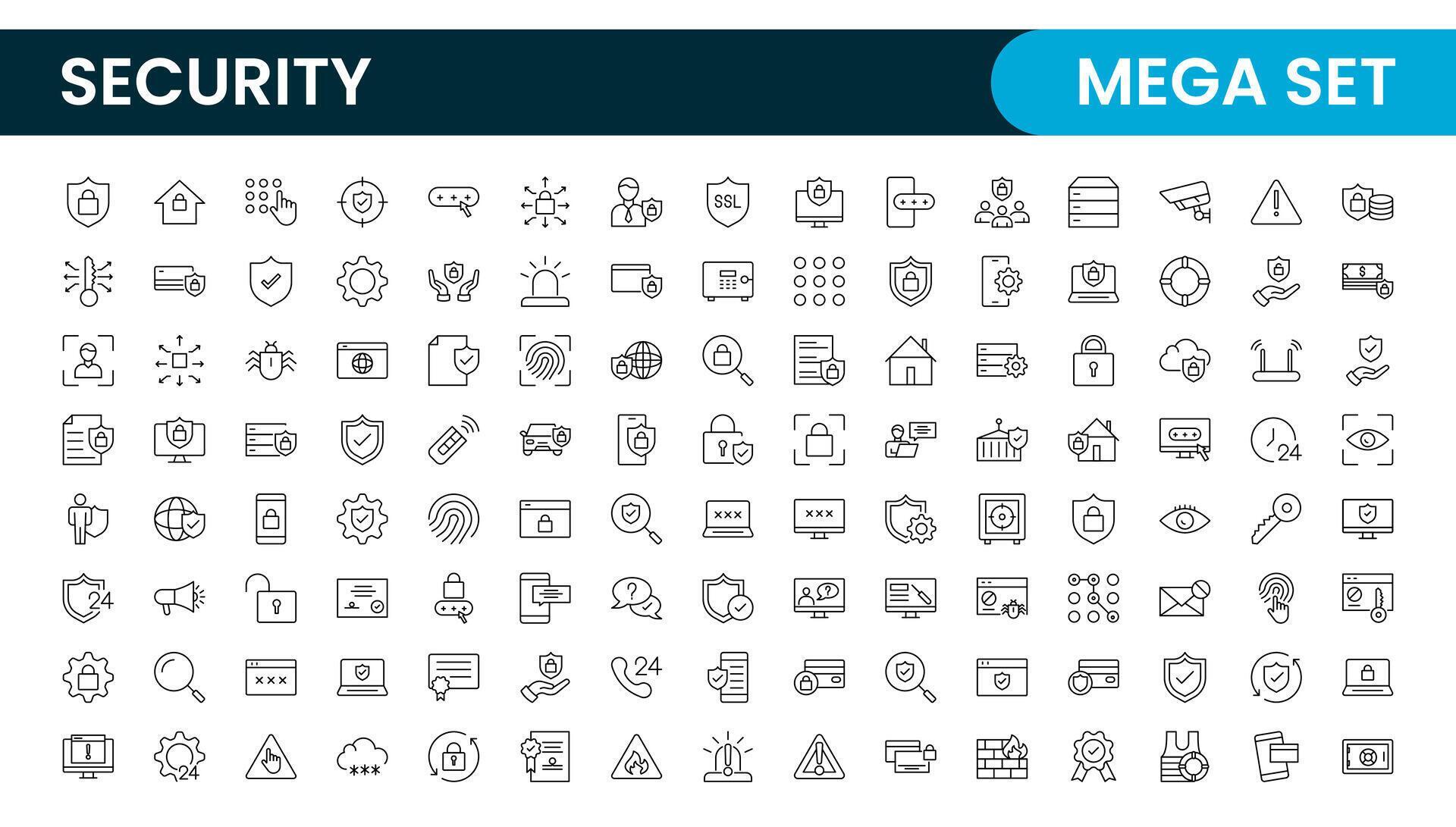 Set Of Security Web Icons In Line Style Guard Cyber Security