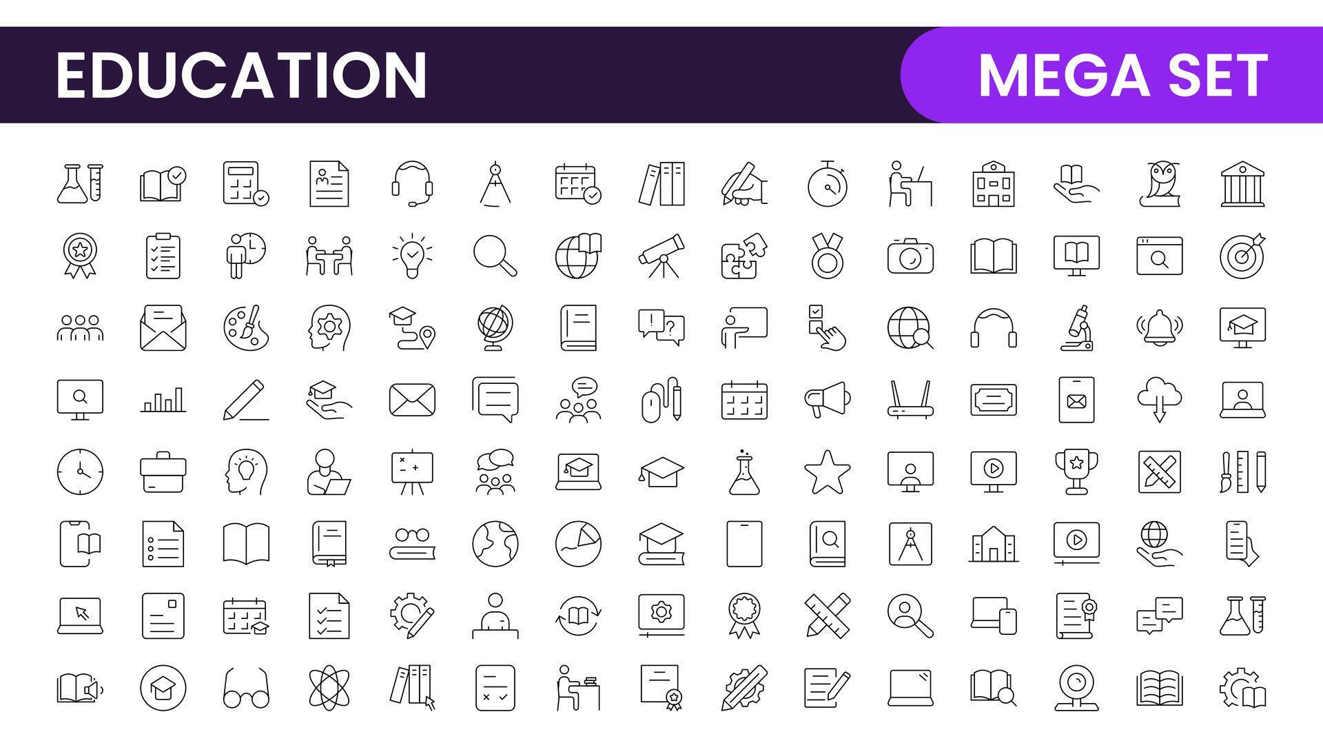 Education Line Icons Collection Big Ui Icon Set In A Flat Design Thin Outline Icons Pack Thin