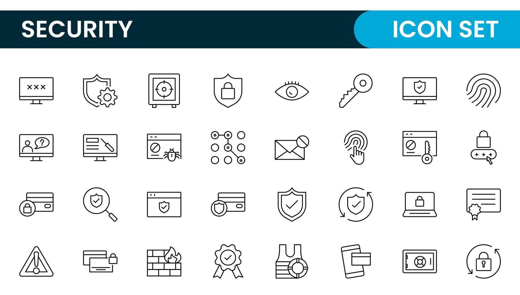Set of Security web icons in line style. Guard, cyber security ...