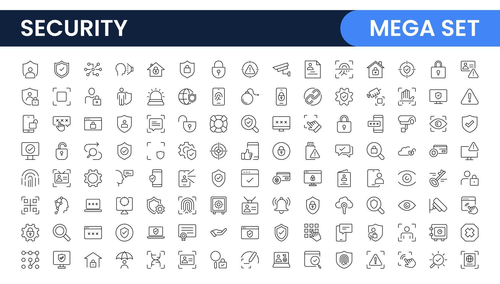 Set of Security web icons in line style. Guard, cyber security ...