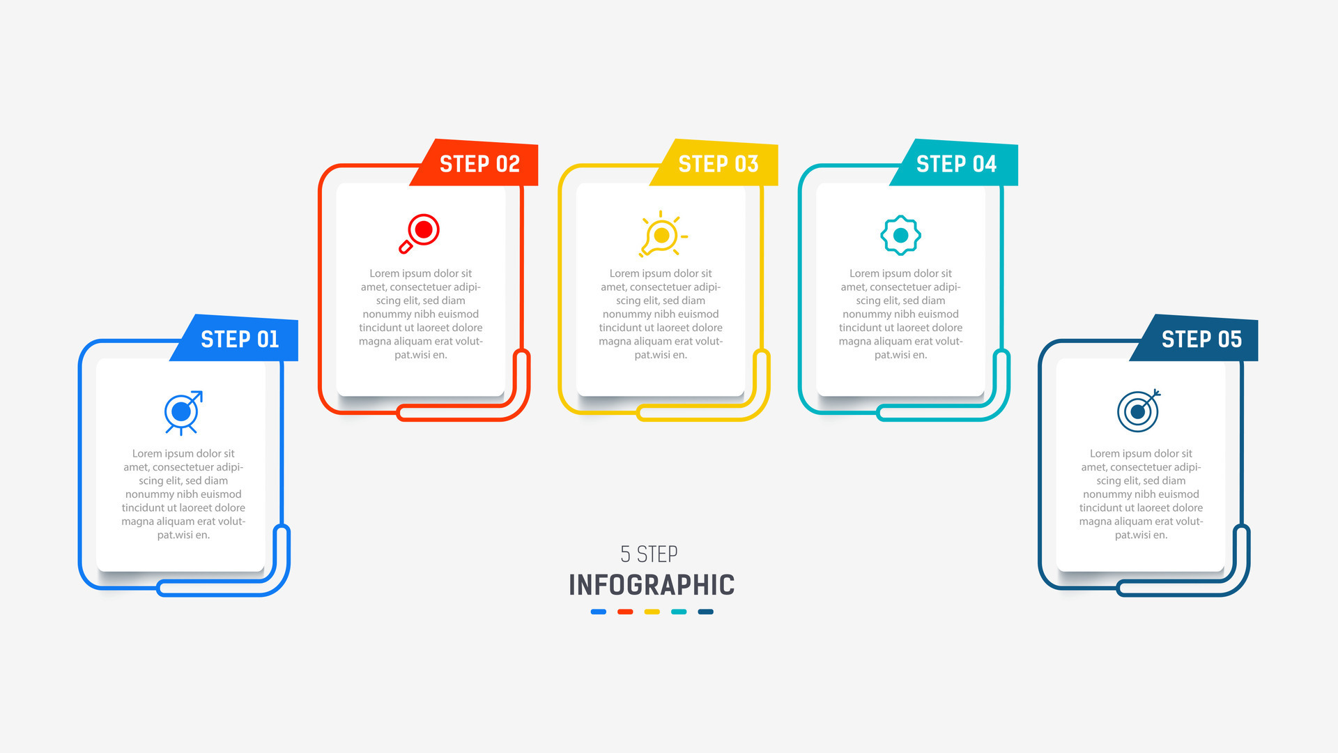 Five Step Infographic design element template for presentation. info ...