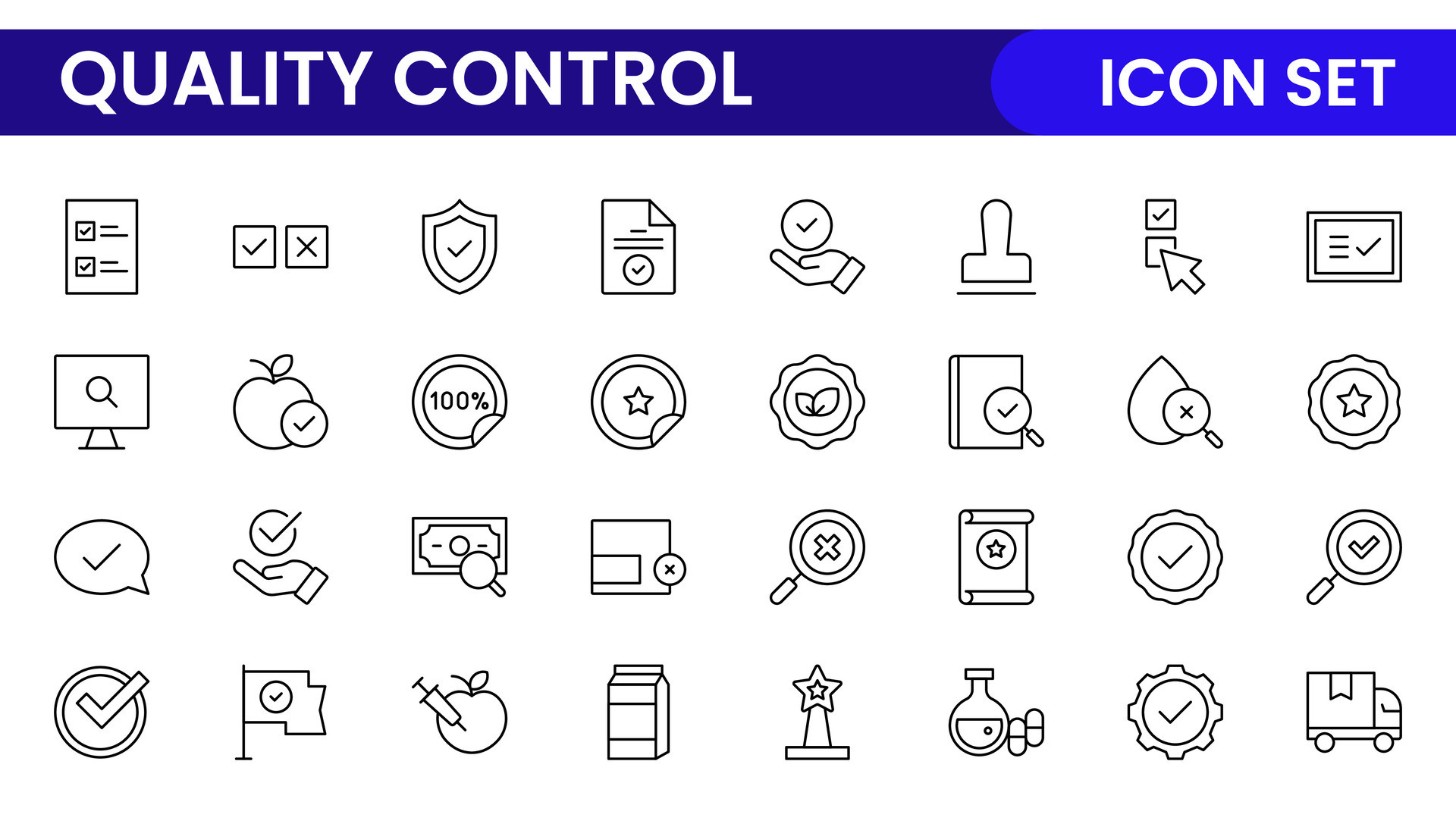 Quality Control Line Icon Set Included The Icons As Inspect Qa