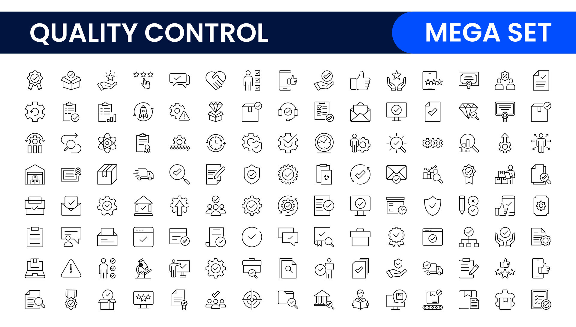 Quality Control Line Icon Set Included The Icons As Inspect Qa