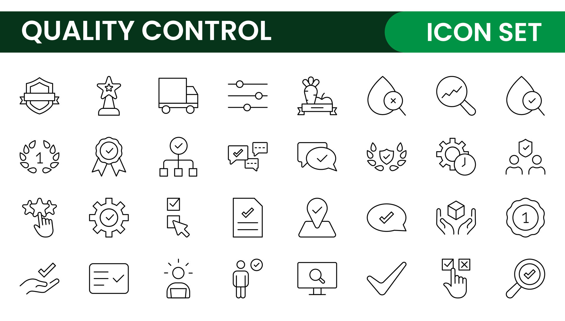 Quality Control Line Icon Set Included The Icons As Inspect Qa Qualify Quality Control