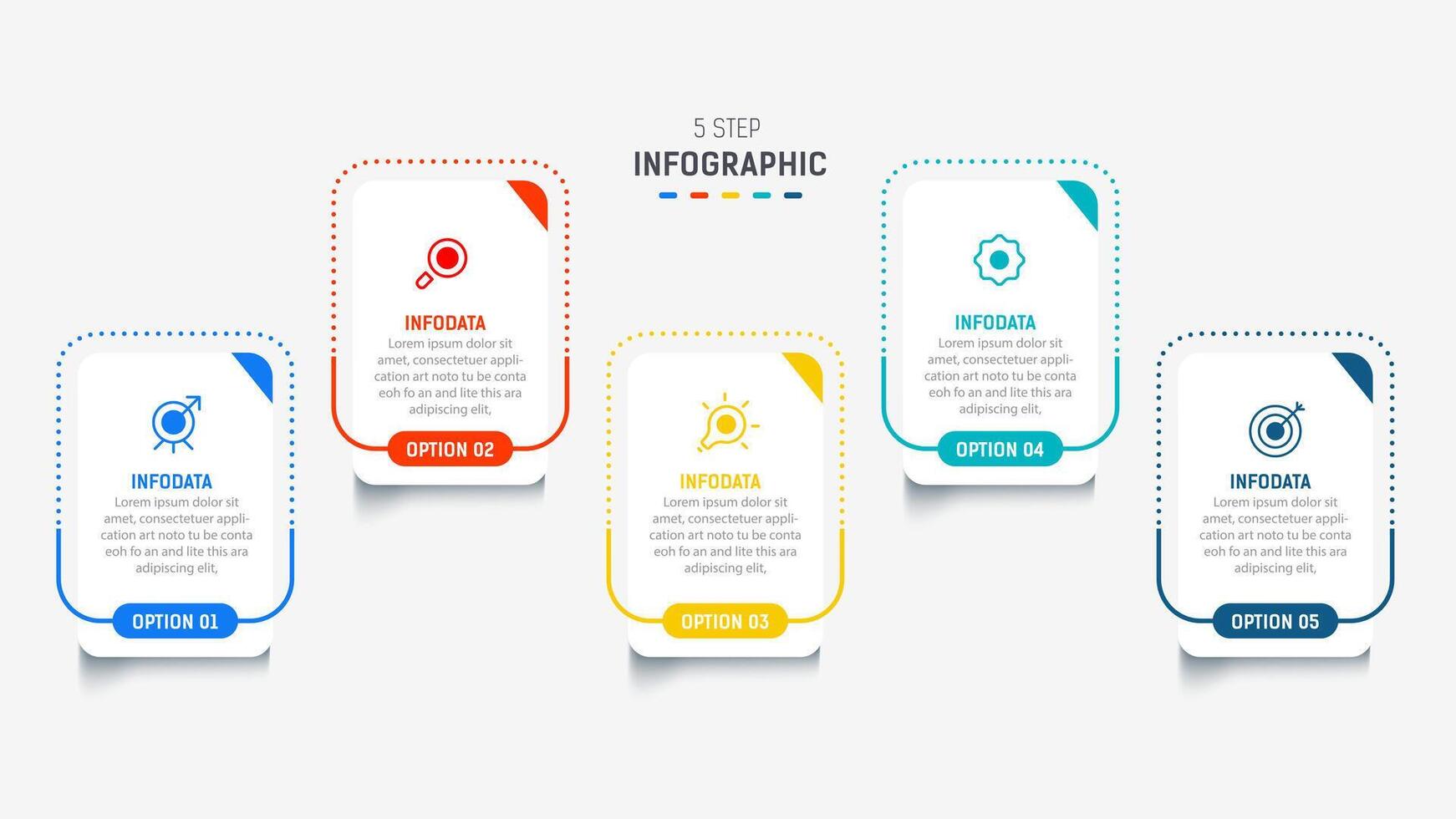 Five Step Infographic design element template for presentation. info ...