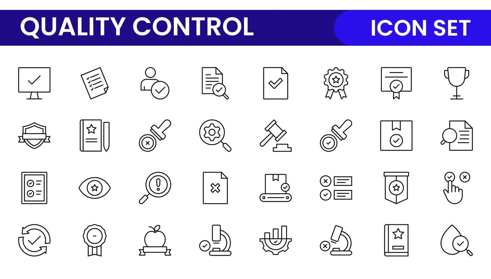 Quality Control Line Icon Set Included The Icons As Inspect Qa