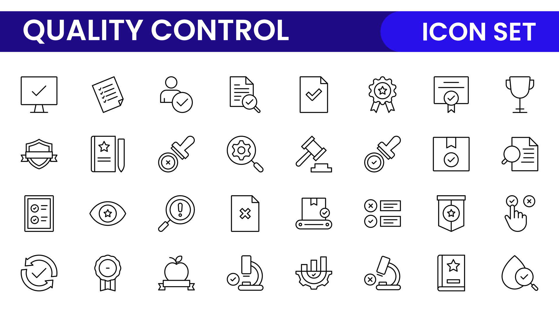 Quality Control line icon set. Included the icons as inspect, QA ...