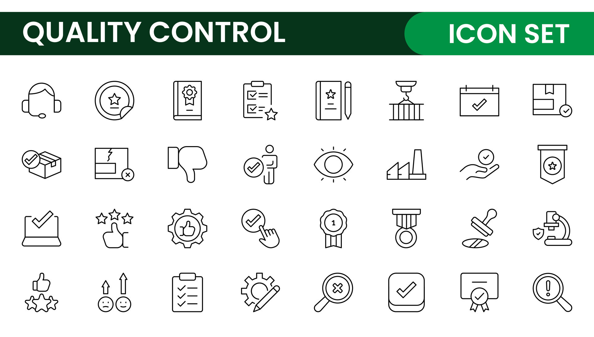 Quality Control Line Icon Set Included The Icons As Inspect Qa