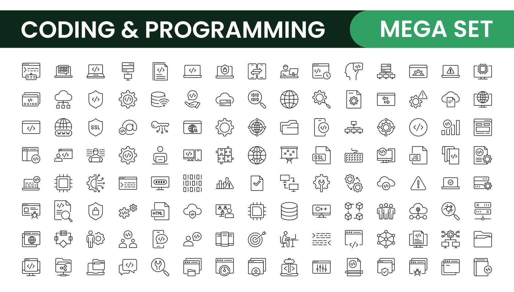 Programming Coding Set Of Web Icons In Line Style Software Development Icons For Web And Mobile
