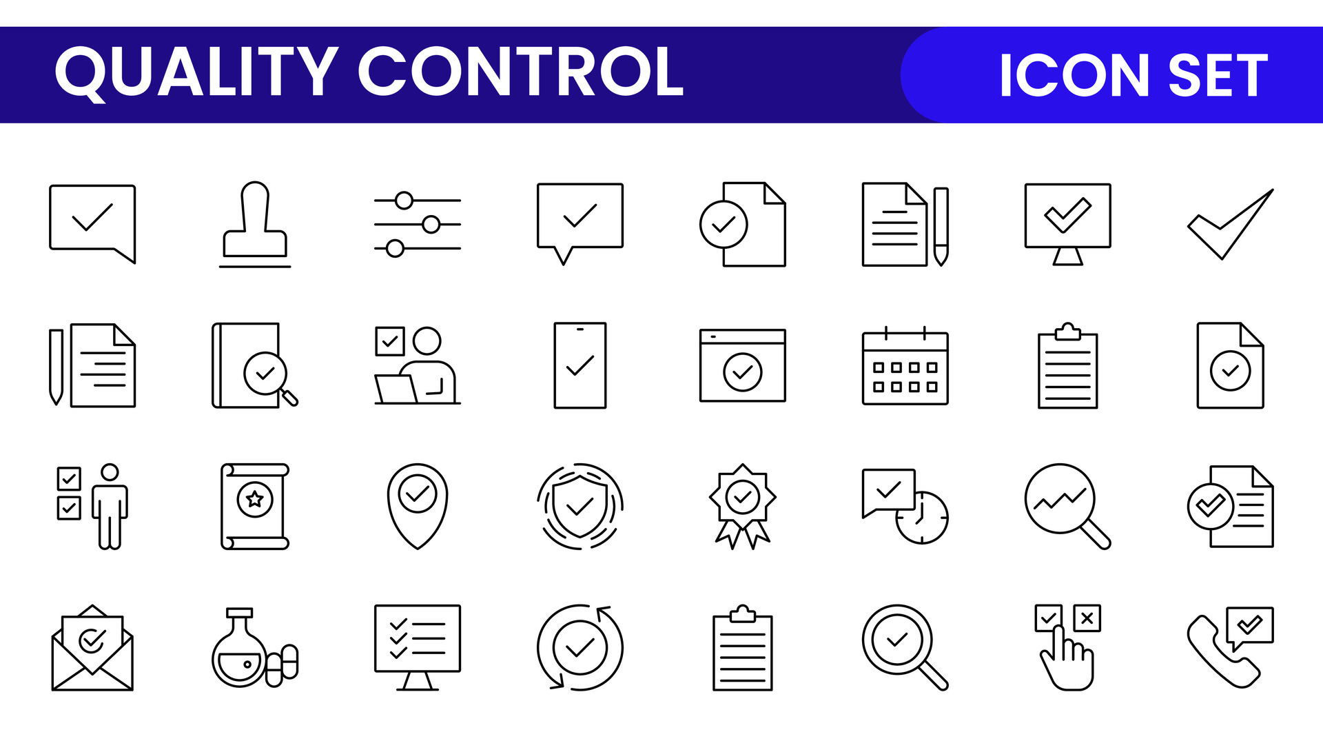 Quality Control Line Icon Set Included The Icons As Inspect Qa Qualify Quality Control