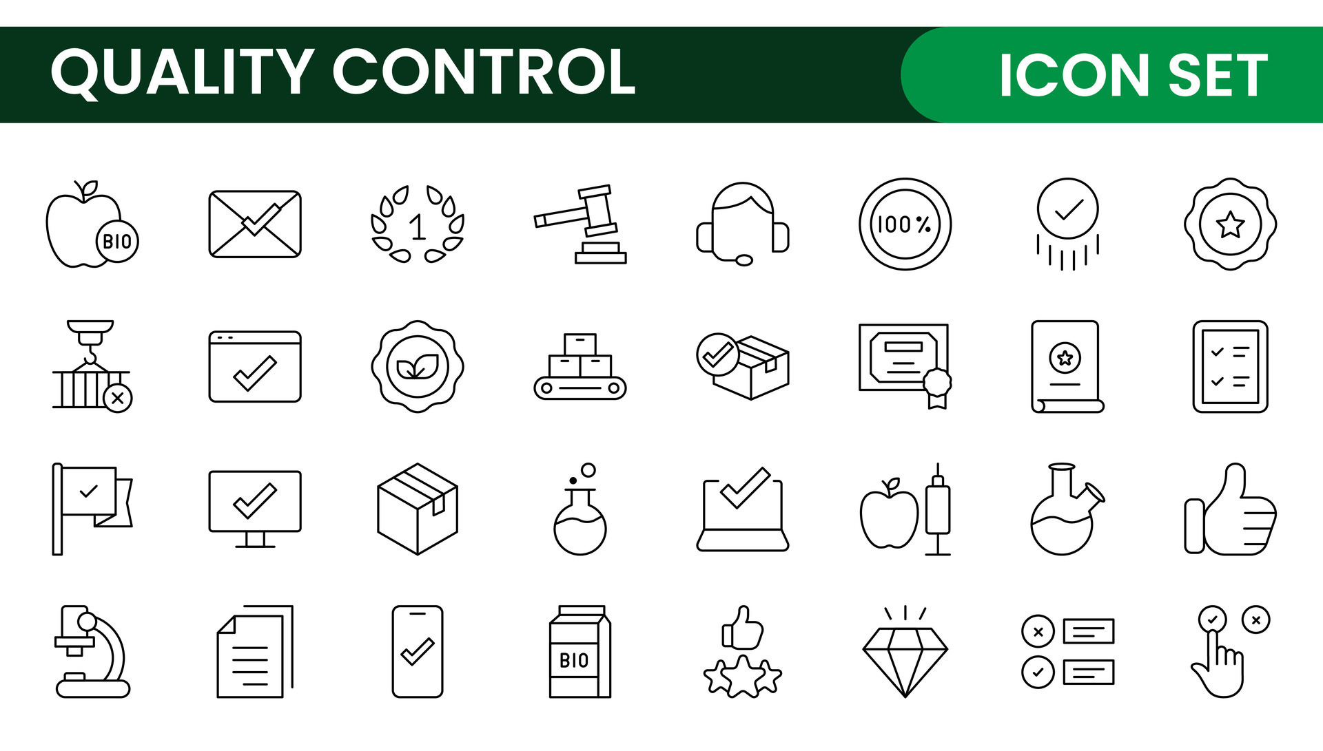 Quality Control Line Icon Set Included The Icons As Inspect Qa