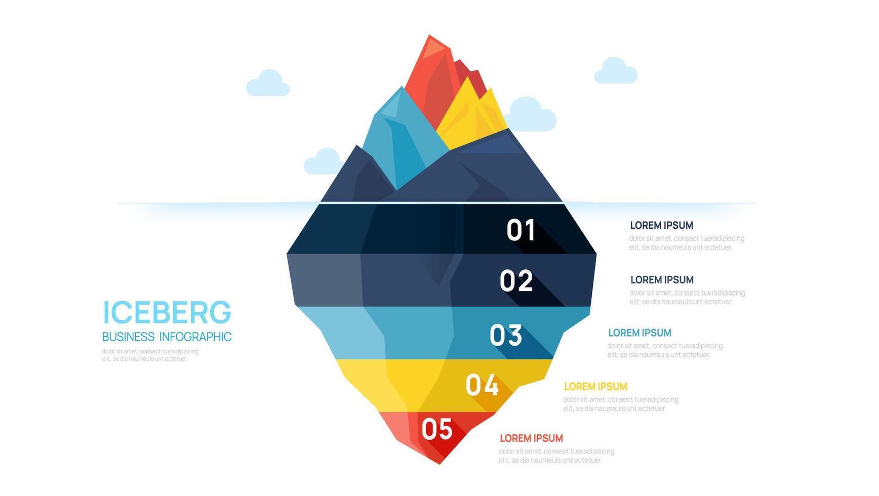 Iceberg infographic template for business. Modern 5 steps to success ...