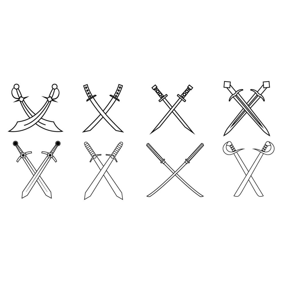 Sword icon set. saber illustration sign collection. weapon symbol ...