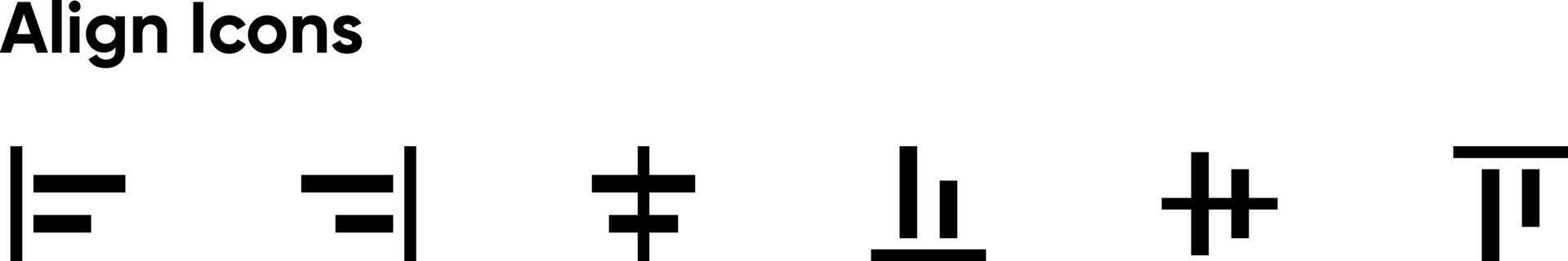 Alignment icons collection. Align icon set. Set of black editing and formatting icons. Outline ...