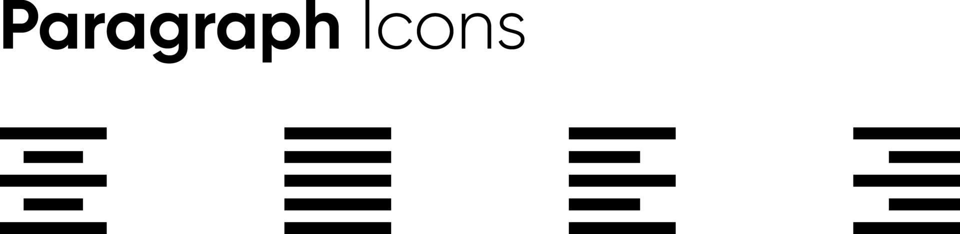 Paragraph align icon set. Text Editor Icons Pack pictogram. UX ...