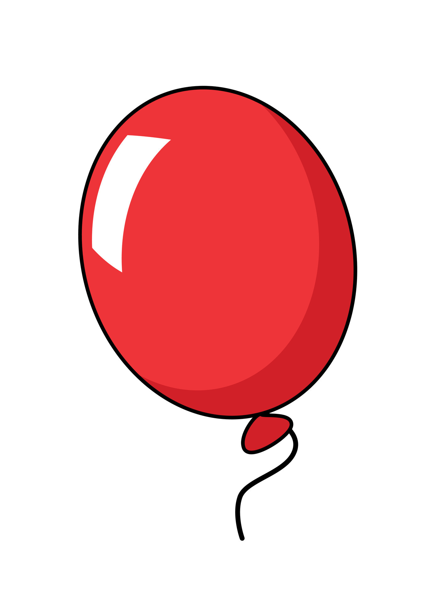 balloon - one red party balloon, color cartoon illustration isolated on ...