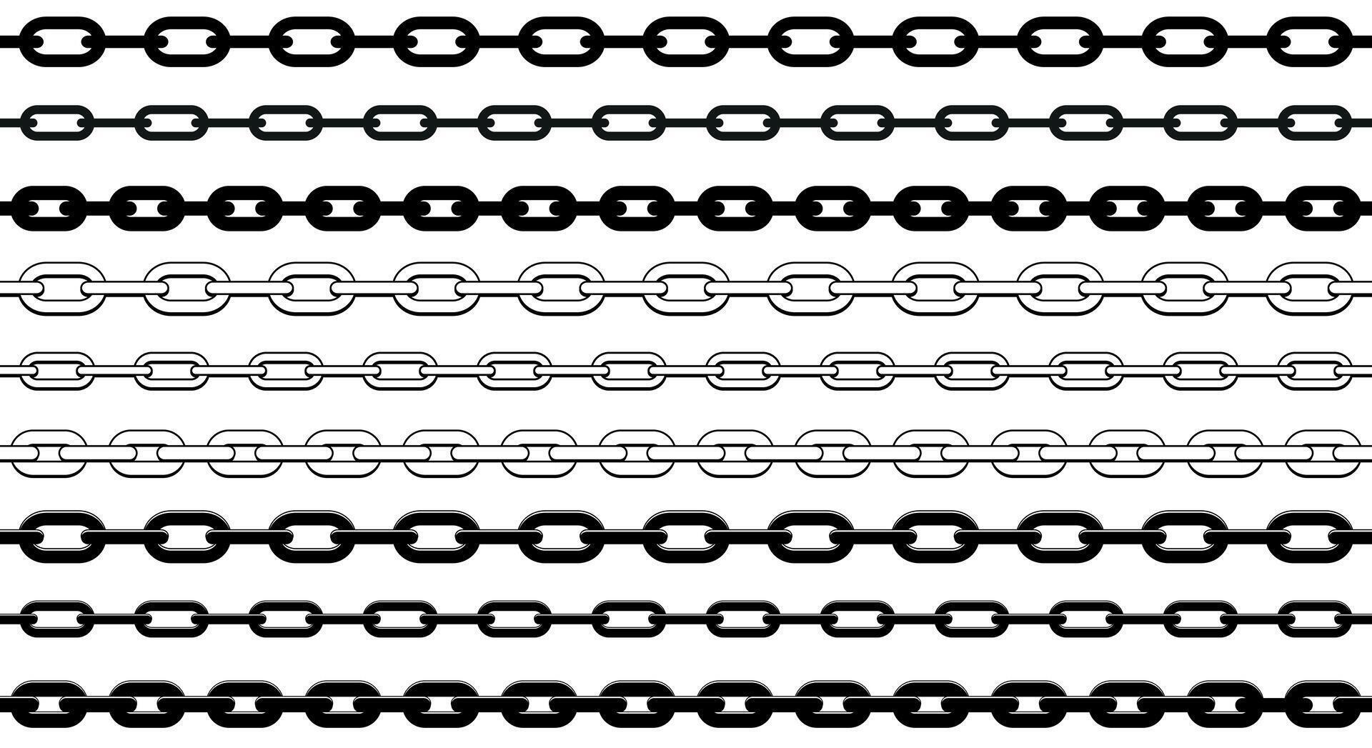 chain - set of black and white chains shape silhouette pattern ...