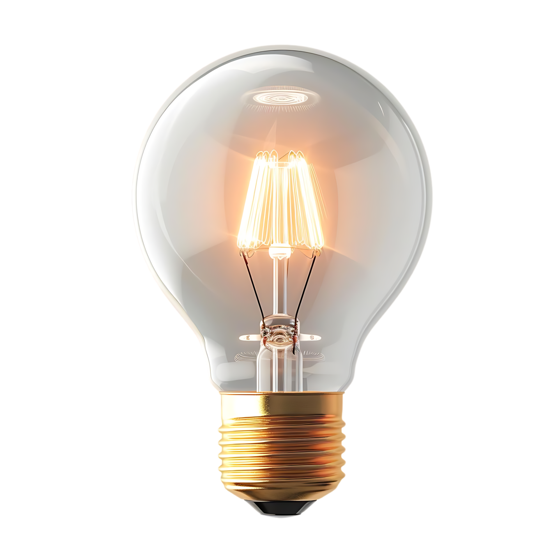 3D Render of a Glowing Light Bulb with Golden Base 47763244 PNG
