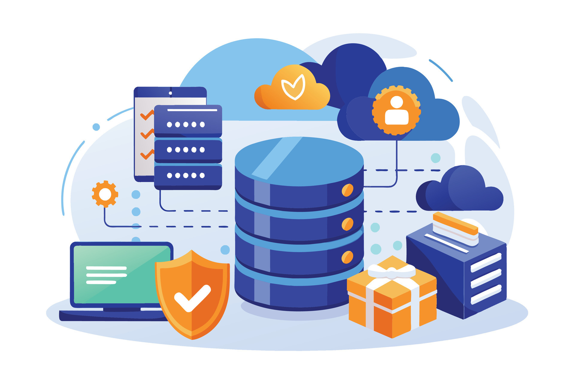 An Illustration Of A Secure Cloud Database With Multiple Connections For Data Transfer User