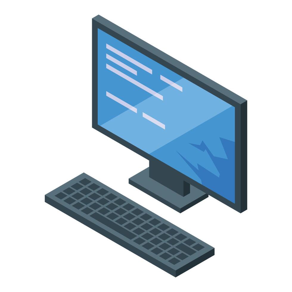 Modern Desktop Computer Displaying Code On Screen 47785980 Vector Art